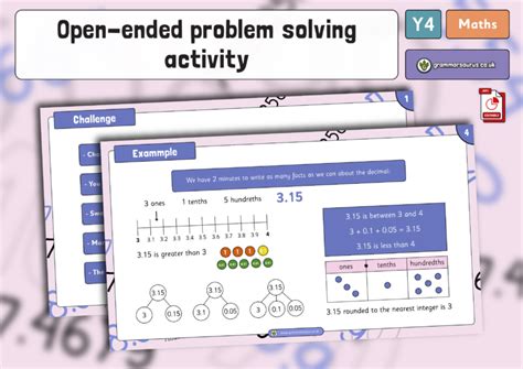 Year 4 Decimals Part 2 Open Ended Problem Solving Activity Grammarsaurus