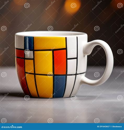Modern De Stijl Cube Coffee Mug With Mondrian Influence Stock