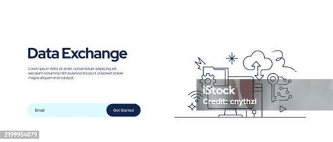 데이터 교환 개념 라인 아트 스타일 벡터 일러스트 레이 션 웹 페이지 배너 포스터 인쇄 등을 위한 디자인 0명에 대한 스톡 벡터 아트 및 기타 이미지 Istock