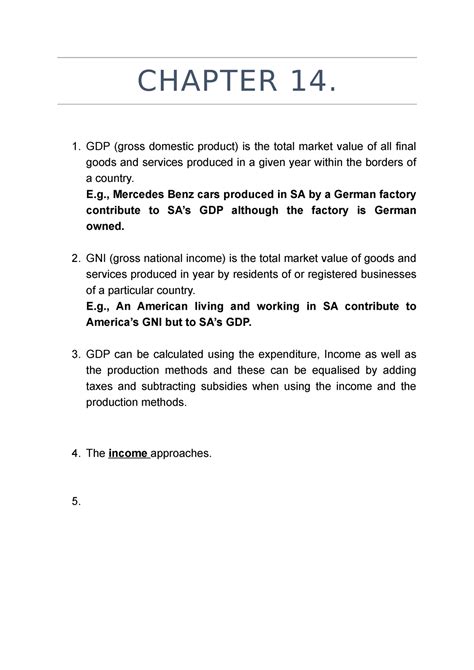 Chapter 14 ECONOMICS TUTORIAL WORK CHAPTER 14 GDP Gross Domestic Product Is The Total