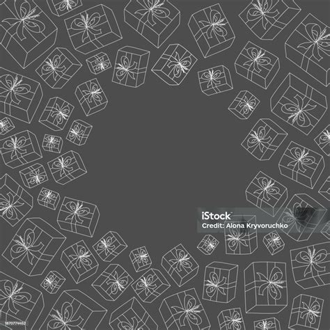 벡터 텍스트를 위한 복사 공간이 있는 축제 가로 배너입니다 손으로 그린 선물 상자 재미있는 윤곽선 그리기 생일 파티 인사말 카드