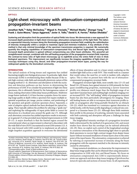 Pdf Light Sheet Microscopy With Attenuation Compensated Propagation