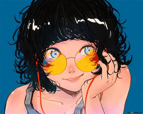 Cute Anime Short Hair Girl Wearing Glasses 4k Wallpaper Download