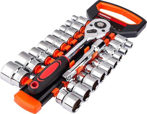 Egofine 20pcs 12 Inch Ratchet Socket Wrench Set Drive