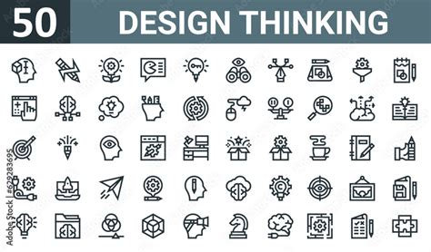 Set Of 50 Outline Web Design Thinking Icons Such As Imagination