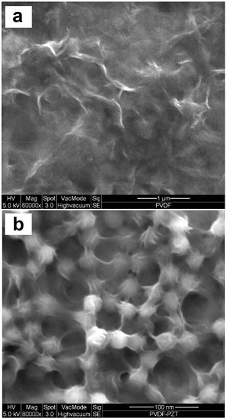 A SEM Micrographs Of PVDF And B PVDF PZT NPs Download Scientific Diagram