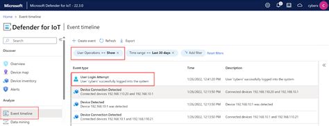 تدقيق microsoft defender لنشاط مستخدم iot microsoft defender for iot