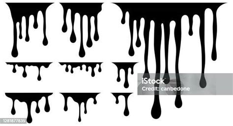 블랙 드립 오일 얼룩 액체 물방울 또는 페인트 잉크 실루엣 고립 으스스한 무서운 할로윈 벡터 세트 따르기에 대한 스톡 벡터 아트