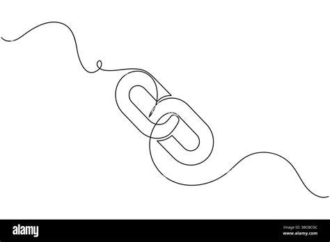 Chain Link Icon Continuous One Line Drawing Isolate Outline Vector Illustration Stock Vector