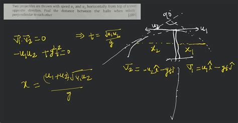 Two Projectiles Are Thrown With Speed U {1} And U {2} Horizontally From T