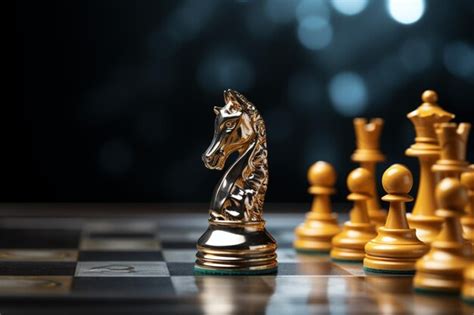 Premium Ai Image Chessboards Golden Knight Embodies Business Strategy