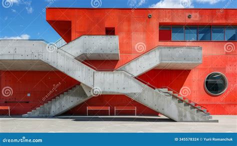 Striking Architectural Design Of A Bold Geometric Staircase In A Modern Urban Concrete Structure