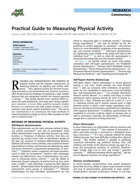 Pdf A Practical Guide To Measuring Physical Activity