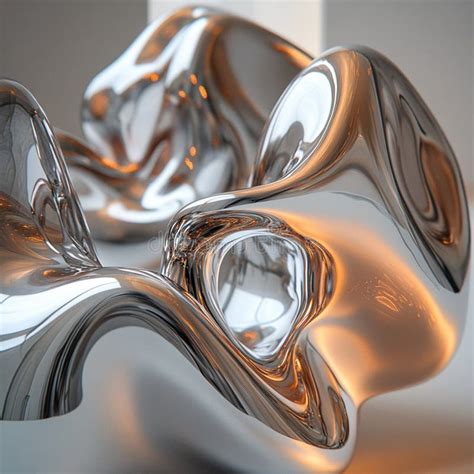 Abstract Metallic Sculpture With Fluid Shapes And Reflective Surfaces Stock Illustration