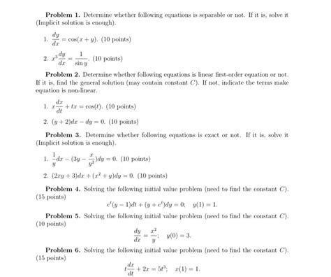 Solved Problem 1 Determine Whether Following Equations Is