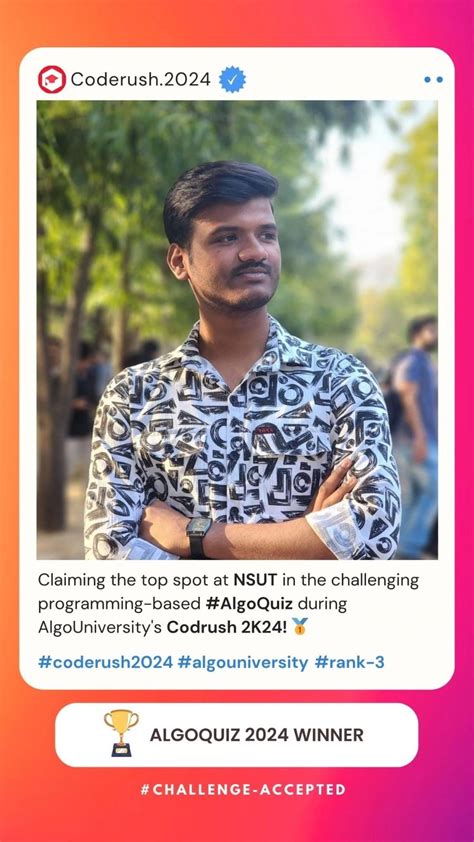 sujal aggarwal on linkedin algoquiz2024 coderush algouniversity