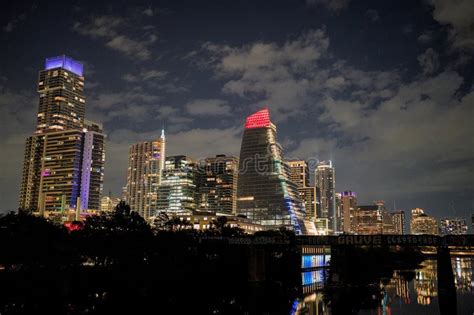 Downtown Night Scene In Austin City Editorial Image Image Of Skyline