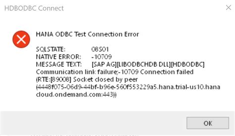 Solved Connect To Trial Hana Cloud Database Using Odbc On Sap Community