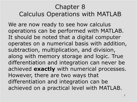 Ppt Chapter Calculus Operations With Matlab Powerpoint Presentation Id