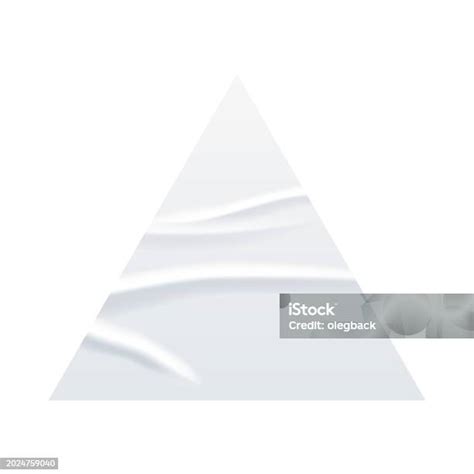 구겨진 백지 삼각형 스티커 벡터 그림입니다 주름진 접착 라벨 삼각형 모양 배지의 현실적인 고립 모형 0명에 대한 스톡 벡터 아트 및 기타 이미지 Istock