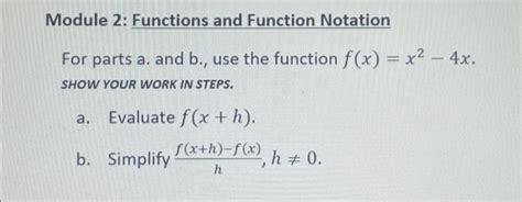 Solved Module 2 Functions And Function Notation For Parts