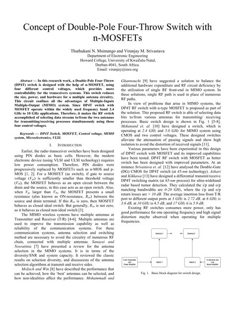 Pdf Concept Of Double Pole Four Throw Switch With N Mosfets