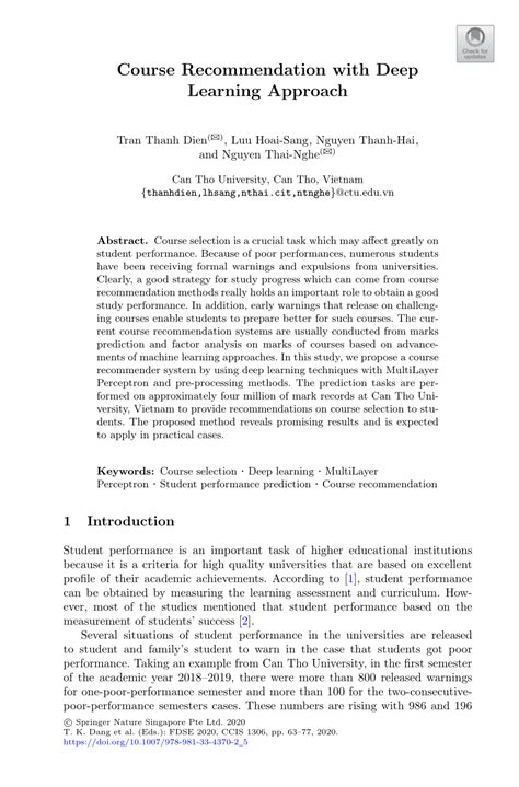 Pdf Course Recommendation With Deep Learning Approach