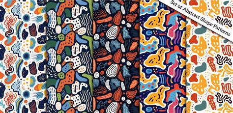 Premium Vector Seamless Pattern Set With Abstract Hand Drawn Doodle
