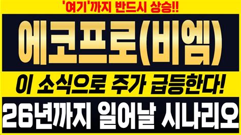 에코프로 에코프로비엠 여기까지 반드시 상승 이 소식으로 주가 급등한다 26년까지 일어날 시나리오 Youtube