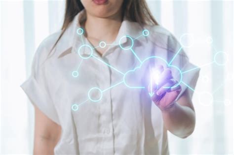 Premium Photo Business Woman Hand Touch Clound Computing Technology Internet Storage Network