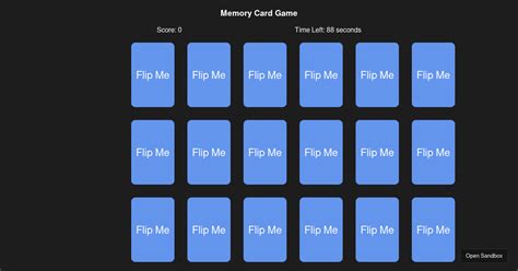Memory Card Game Codesandbox