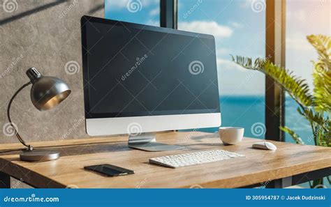 3d Minimal Desktop With Blank Screen Mockup Empty Screen For Text And