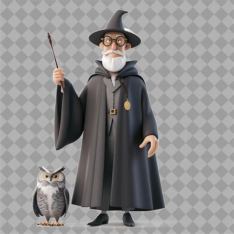 Male Wizard Harry Potter Style Sorcerer With Scholarly Form Isolated 3d