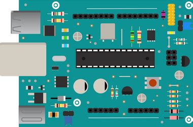 Diy Electronic Mini Board With A Micro Controller Vector Image