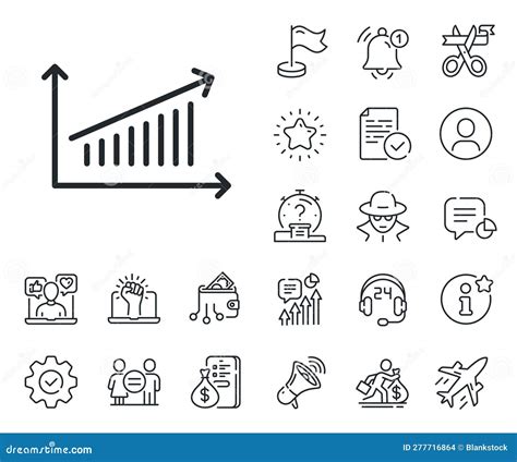 Chart Line Icon Report Graph Sign Salaryman Gender Equality And Alert Bell Vector Stock
