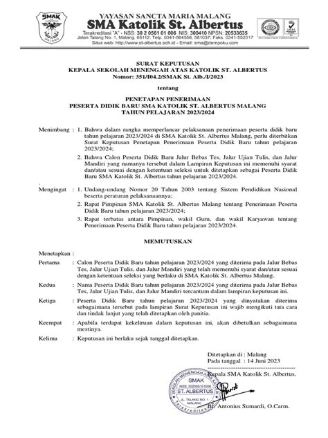 Sk Penerimaan Ppdb 2023 2024 Pdf