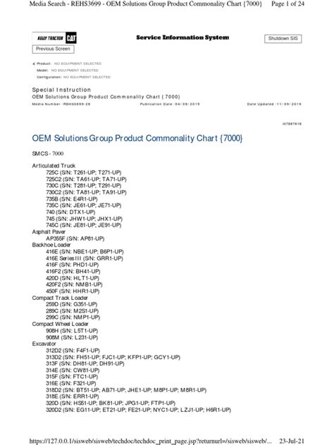 Oem Solutions Group Product Commonality Chart Pdf Loader Equipment Heavy Equipment