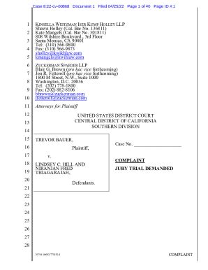 Fillable Online Trevor Bauer Sues Lindsey Hill Over Sex Assault Claims Fax Email Print PdfFiller