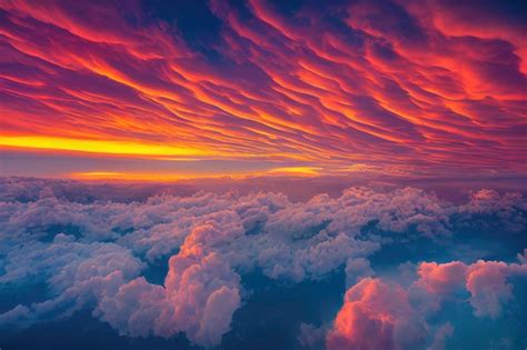 Fondo Colorido Del Atardecer Del Cielo Y Las Nubes Foto Premium