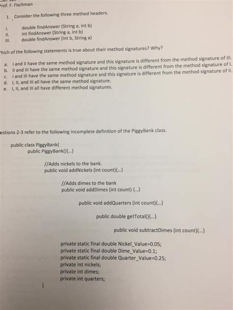 Solved Prof F Fischman Consider The Following Three Chegg