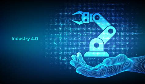 Premium Vector Smart Industry 4 Icon Made With Binary Code In Wireframe Hand Factory