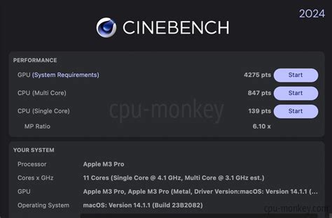 Apple M3 Pro 11 CPU 14 GPU Benchmarks Specs