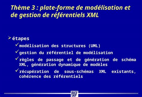 Ppt Thème 3 Plate Forme De Modélisation Et De Gestion De Référentiels Xml étapes
