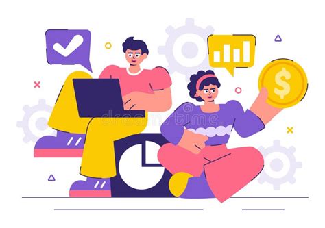 Market Research And Analysis Vector Illustration With Team Management