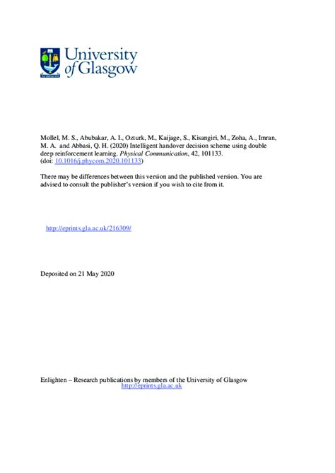 Pdf Intelligent Handover Decision Scheme Using Double Deep