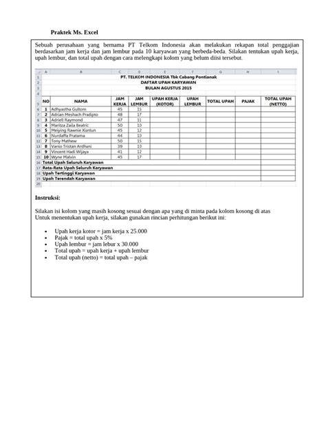 Soal Praktek Informatikaexcelx Pdf