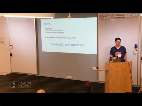 Free Video Introduction To Transformers From Simons Institute Class