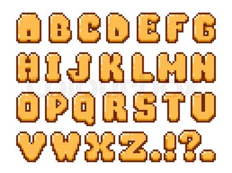Retro Pixel Font 8 Bit Old School Video Game Alphabet Geom Colourbox