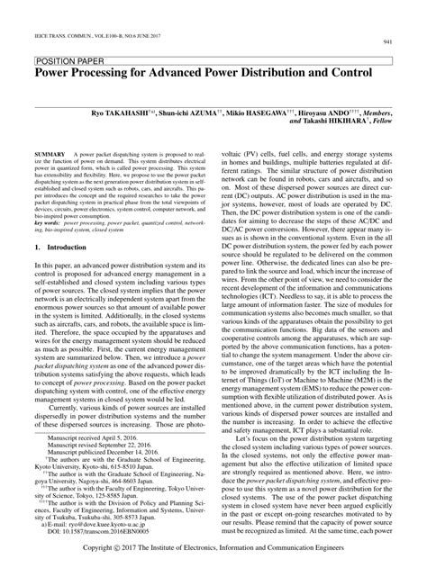 Pdf Power Processing For Advanced Power Distribution And Control