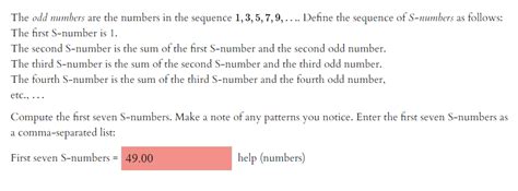 solved the odd numbers are the numbers in the sequence 1 3
